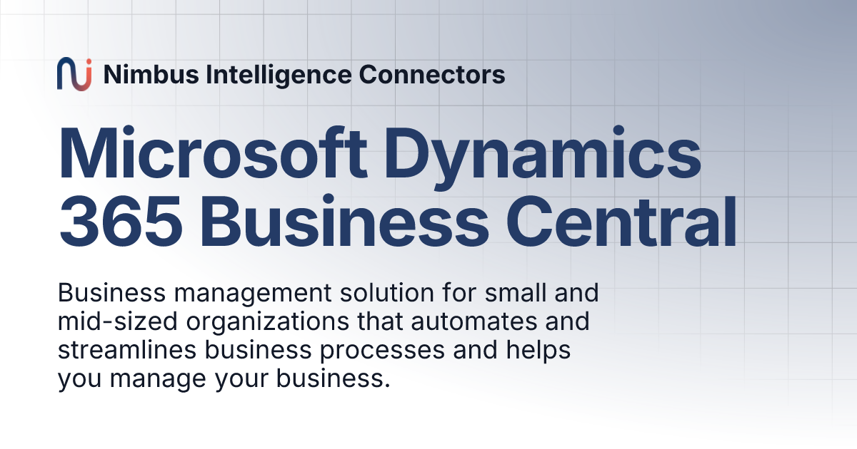 Microsoft Dynamics 365 Business Central | Nimbus Intelligence Connectors